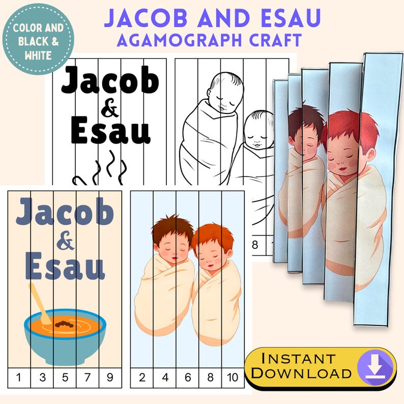 Jacob and Esau Agamograph Bible Craft: Sunday School Lesson (PDF) - Etsy