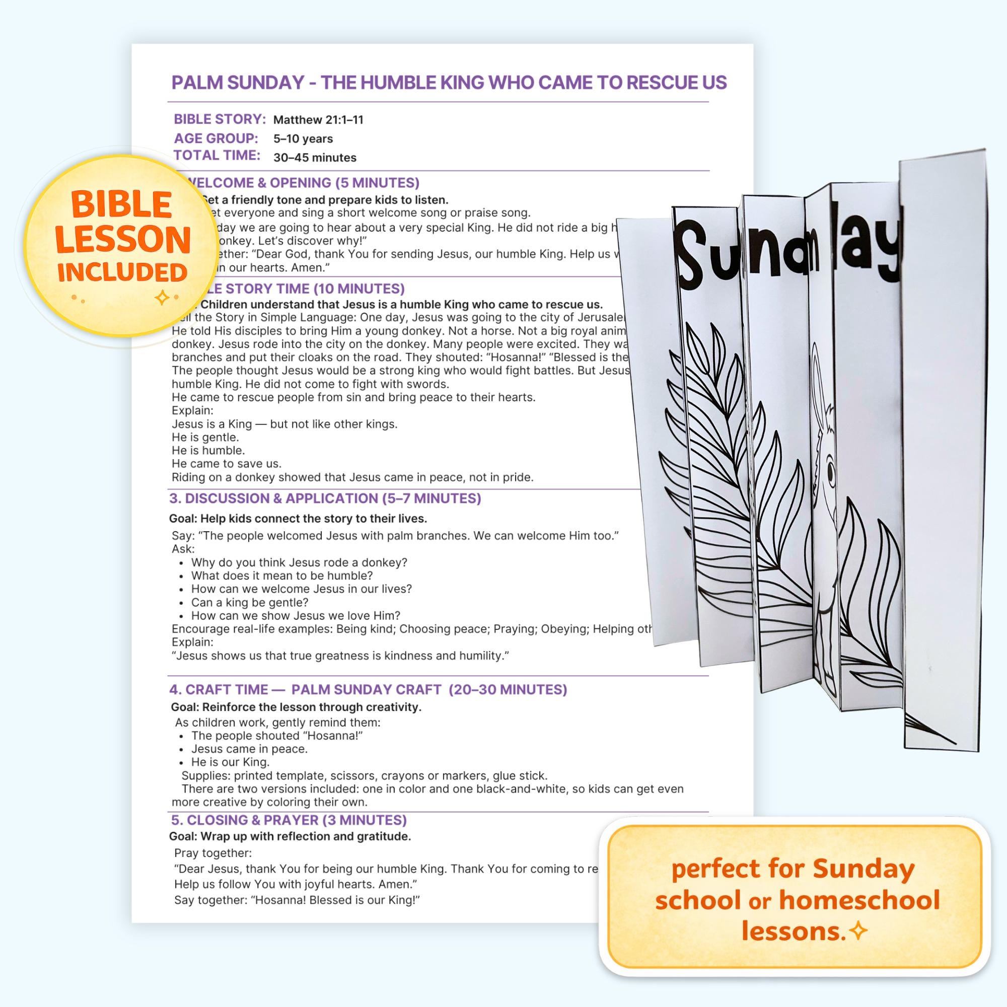 Palm Sunday Bible Craft | Jesus Enters Jerusalem Activity | Holy Week ...
