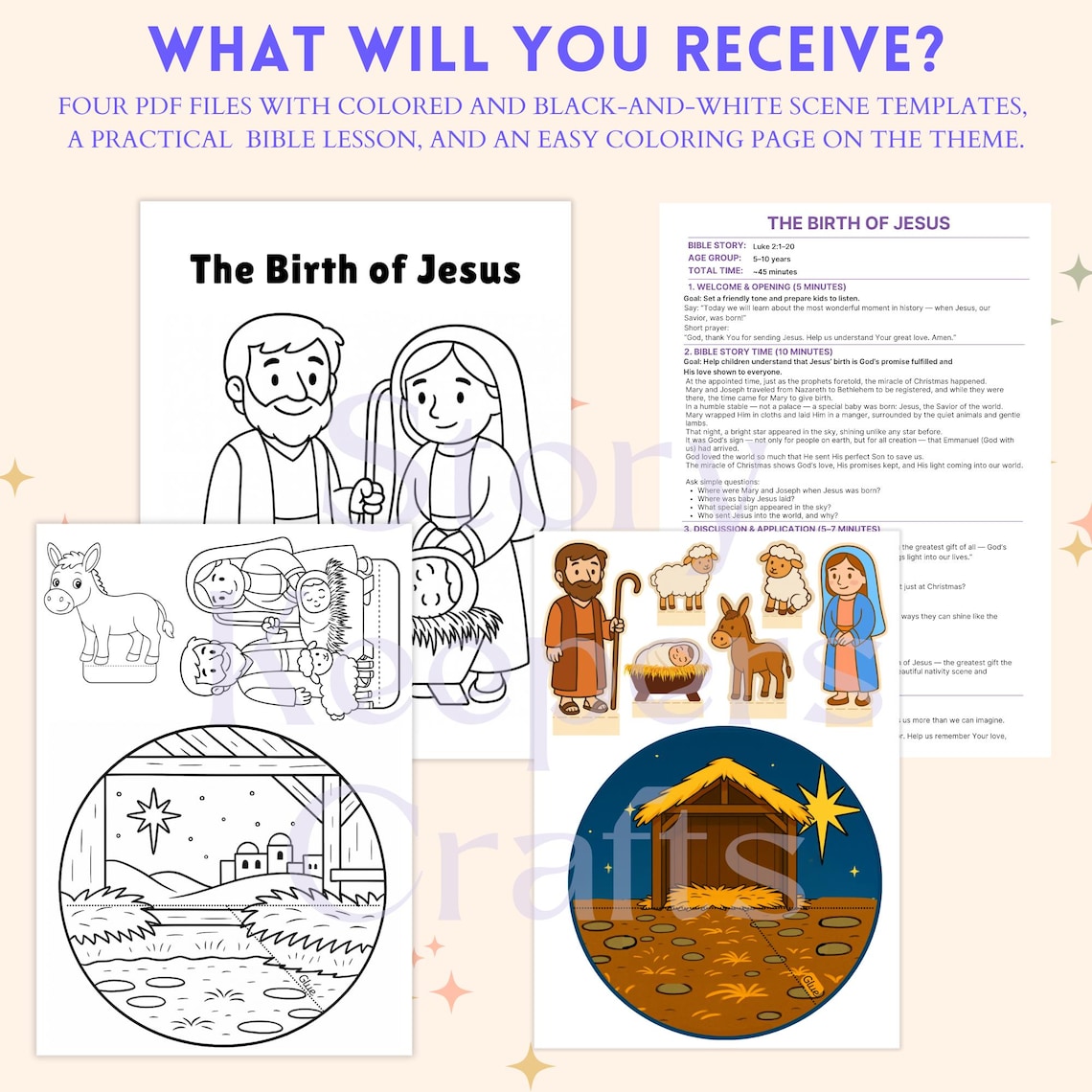 The Birth of Jesus Craft, Printable Nativity 3D Bible Scene Activity ...