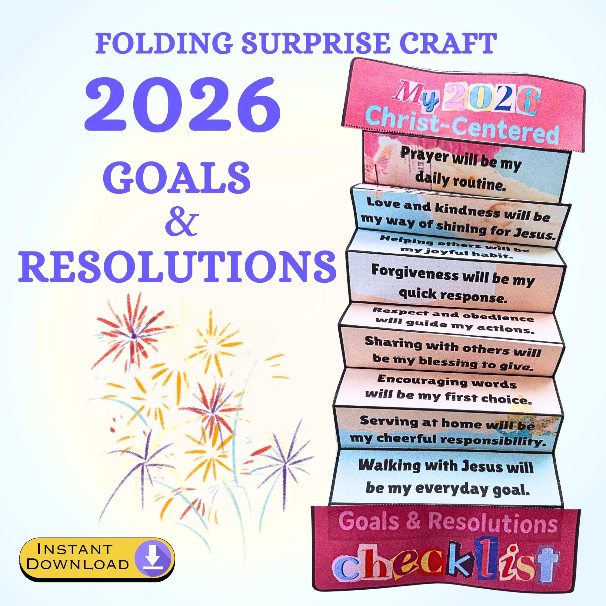 Printable New Year Kids Craft | Resolutions and Grow-in-faith Lesson ...