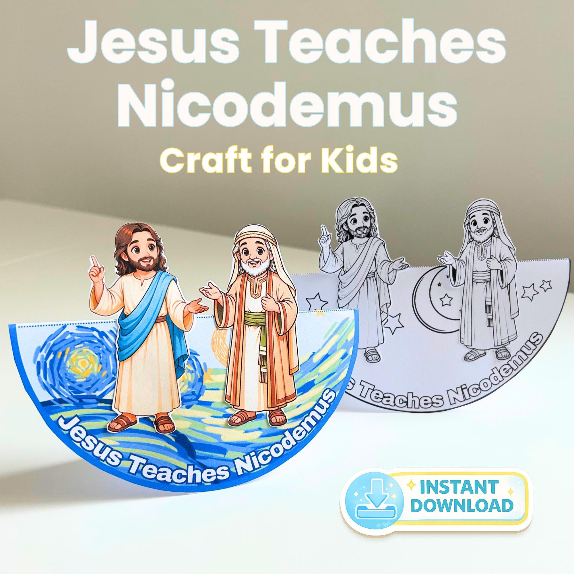 Nicodemus Meets Jesus Craft for Kids | Born Again Bible Activity ...