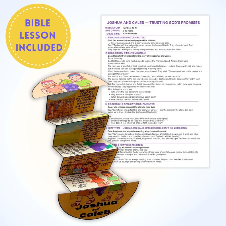 Joshua and Caleb Folding Surprise Craft (PDF) | Printable Bible ...
