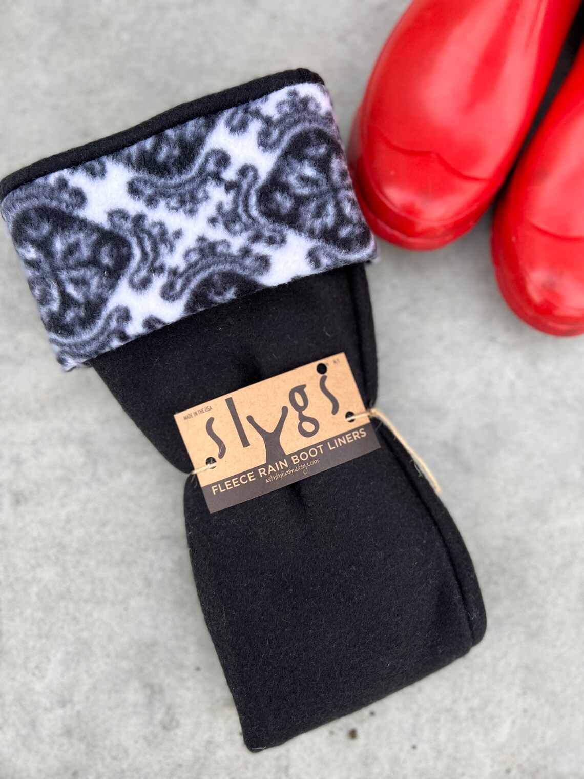 Boot Cuffs SLUGS Fleece Rain Boot Liners Socks Black & White - Etsy