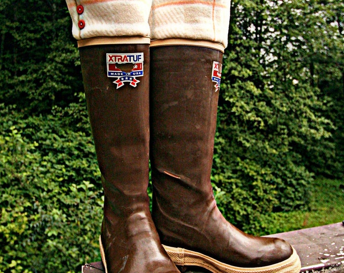 SLUGS Fleece Rain Boot Liners Tan With a Plaid Pattern Cuff - Etsy