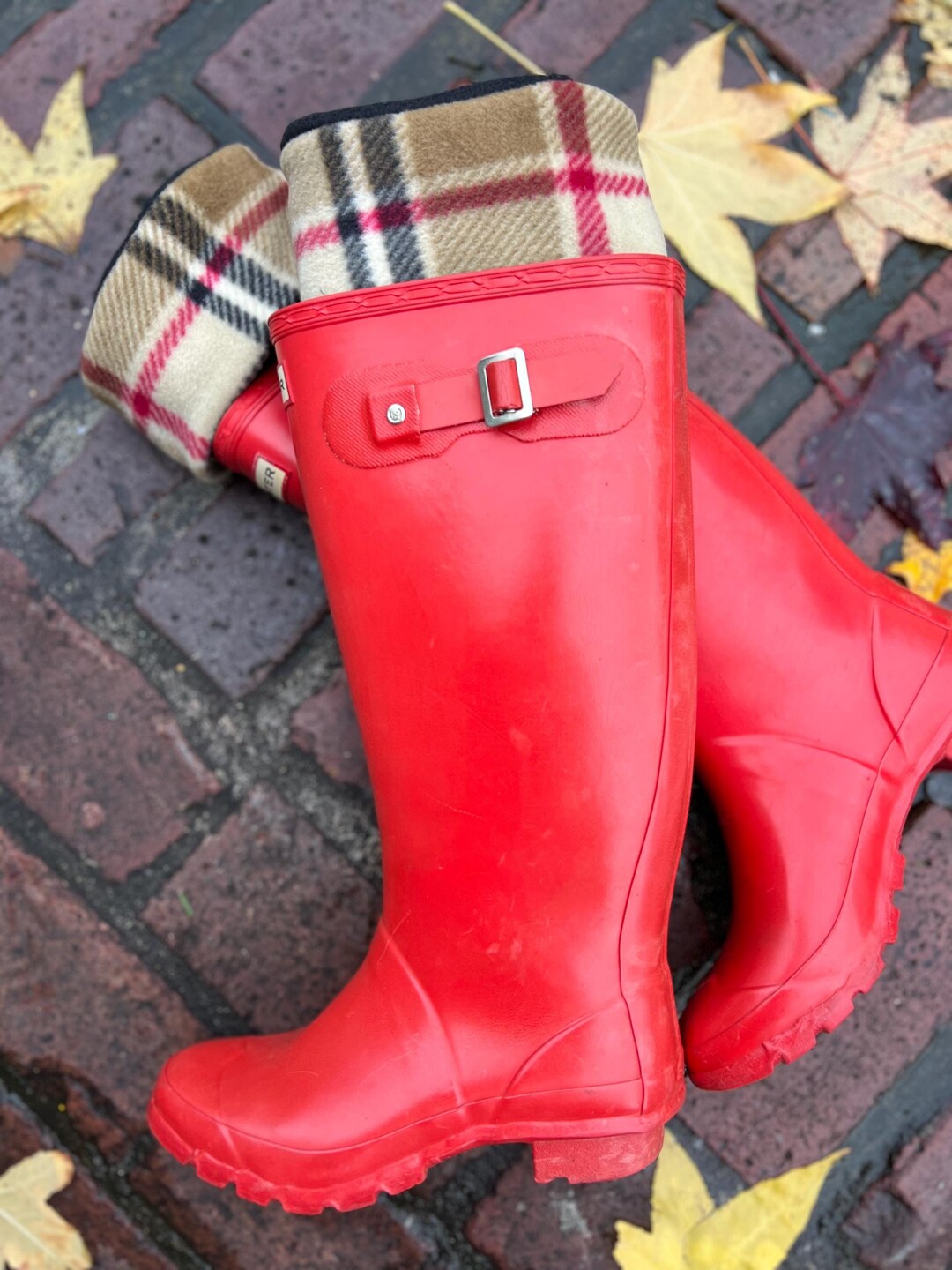 Plaid Fleece Rain Boot Liners: Cozy Boot Socks - Etsy