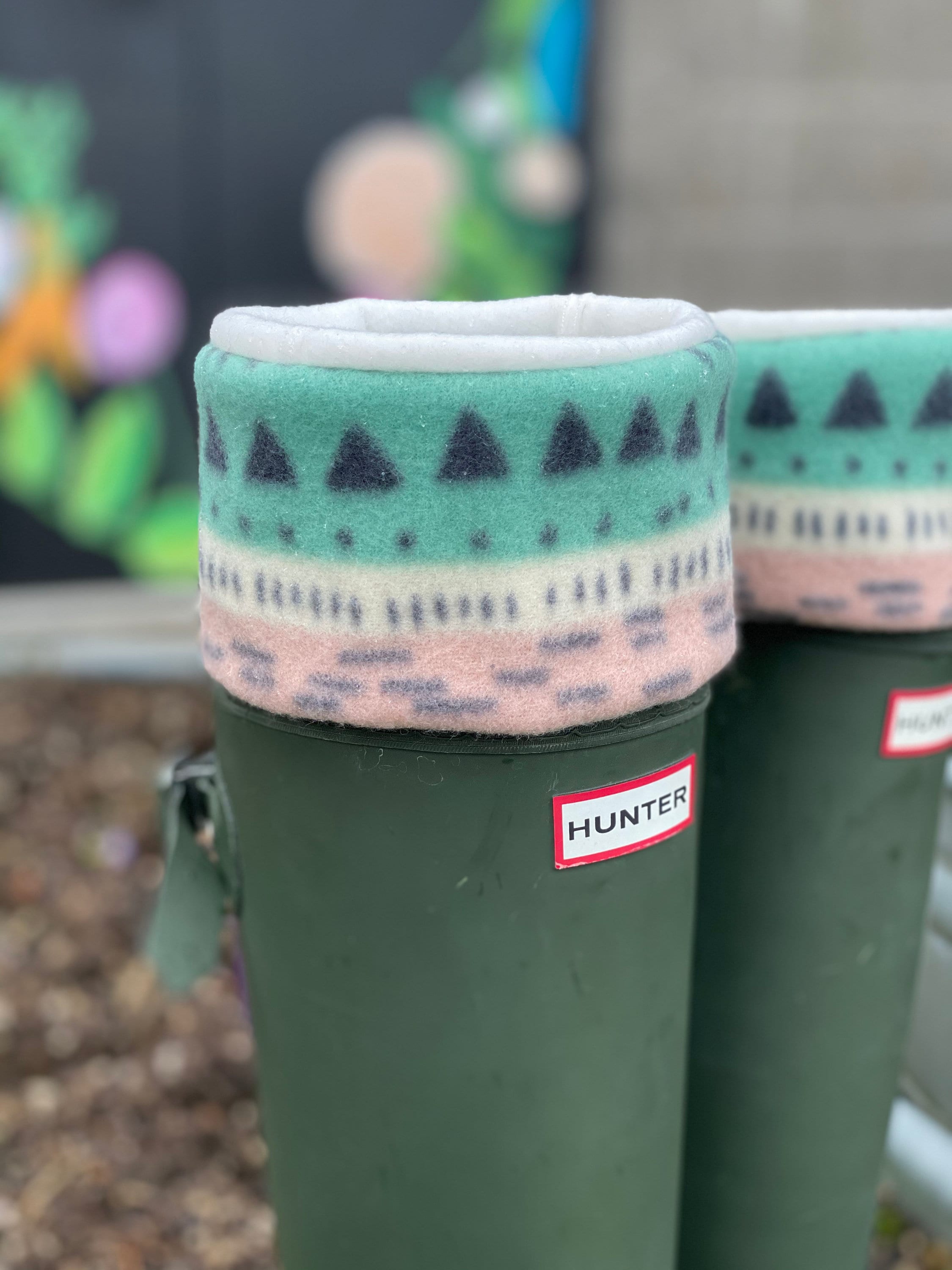 SLUGS Fleece Rain Boot Liners Cream with a pastels tribal | Etsy