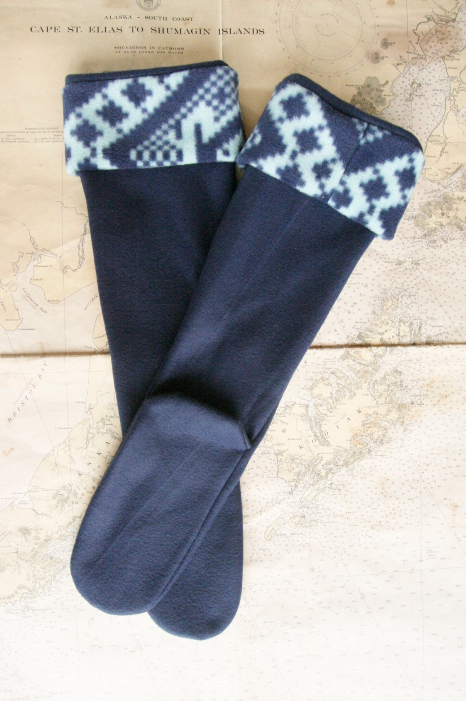 Boot Cuffs SLUGS Fleece Rain Boot Liners Socks Navy With A - Etsy