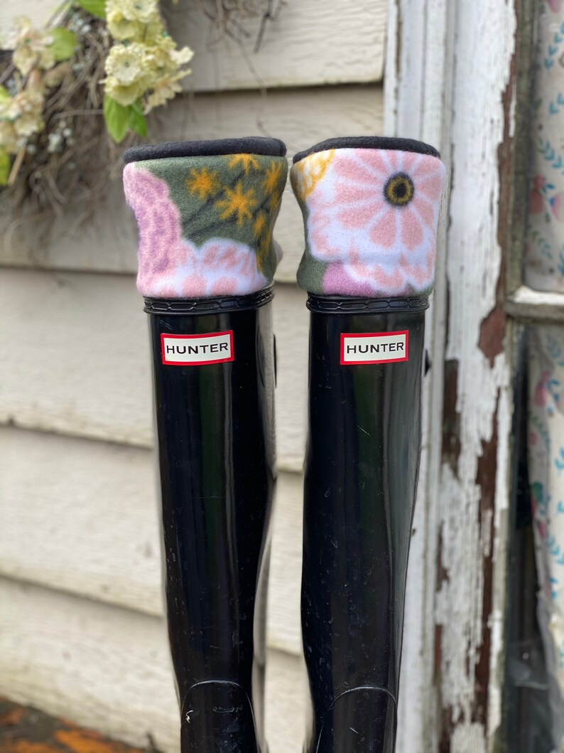 SLUGS Fleece Rain Boot Liners Black Olive Blush Pink Floral - Etsy