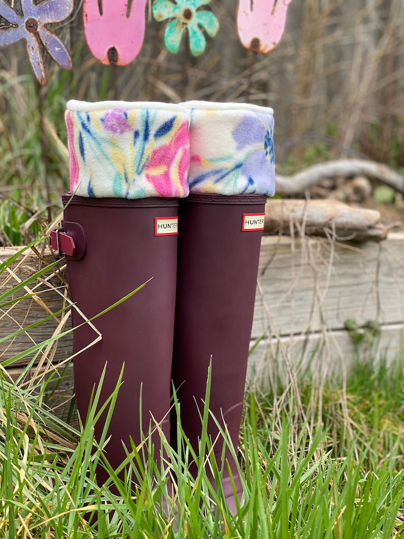 SLUGS Fleece Rain Boot Liners Ivory With a Watercolor Floral - Etsy