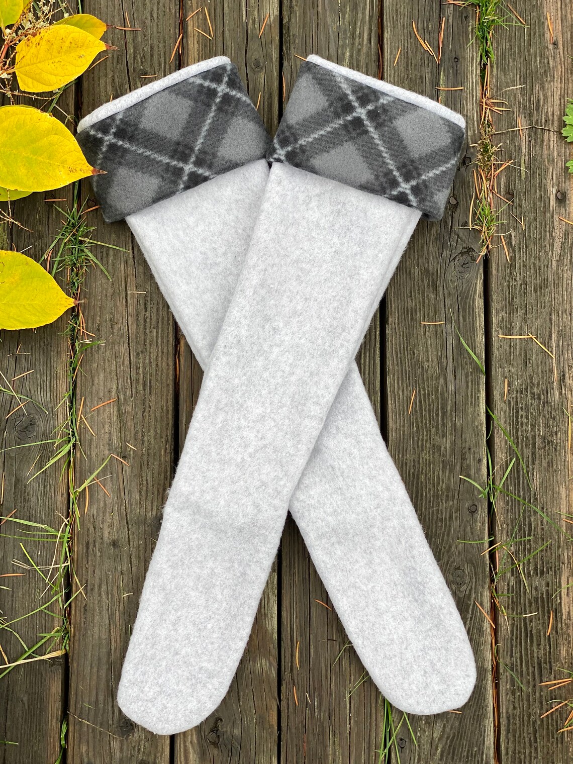 SLUGS Fleece Rain Boot Liners Gray Charcoal Black Plaid - Etsy