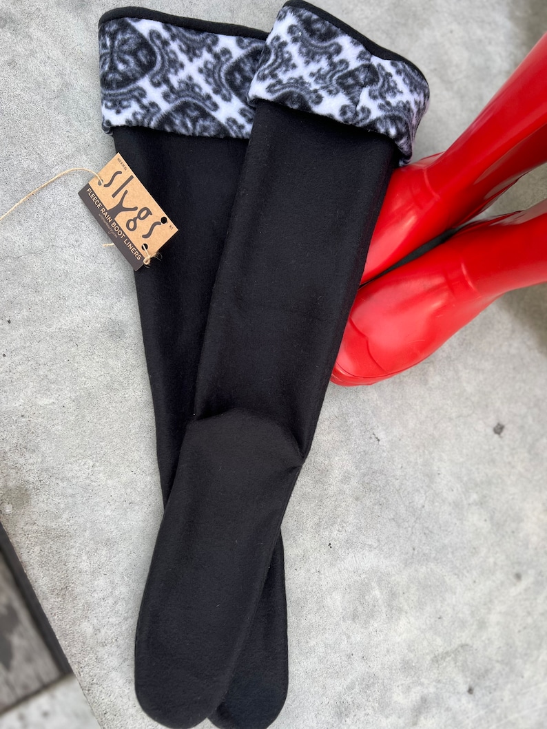 Boot Cuffs SLUGS Fleece Rain Boot Liners Socks Black & White - Etsy