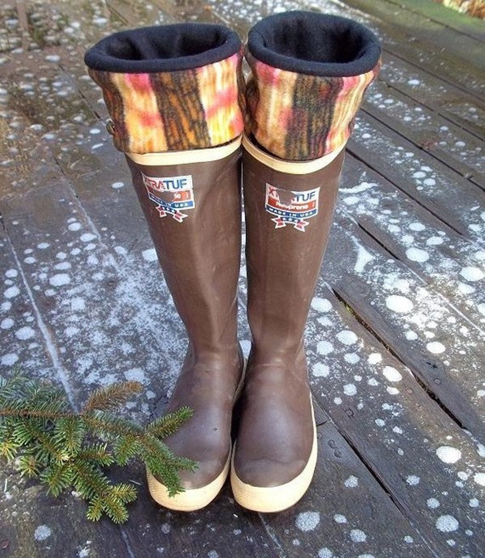 SLUGS Fleece Rain Snow Boot Liners in Black Peach With Tie | Etsy