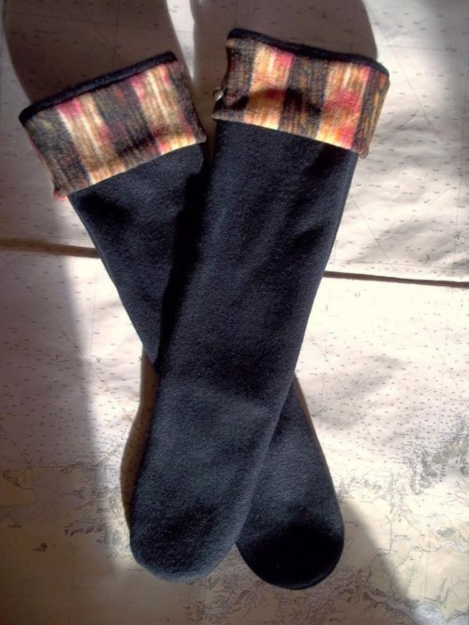 SLUGS Fleece Rain Snow Boot Liners in Black Peach With Tie - Etsy