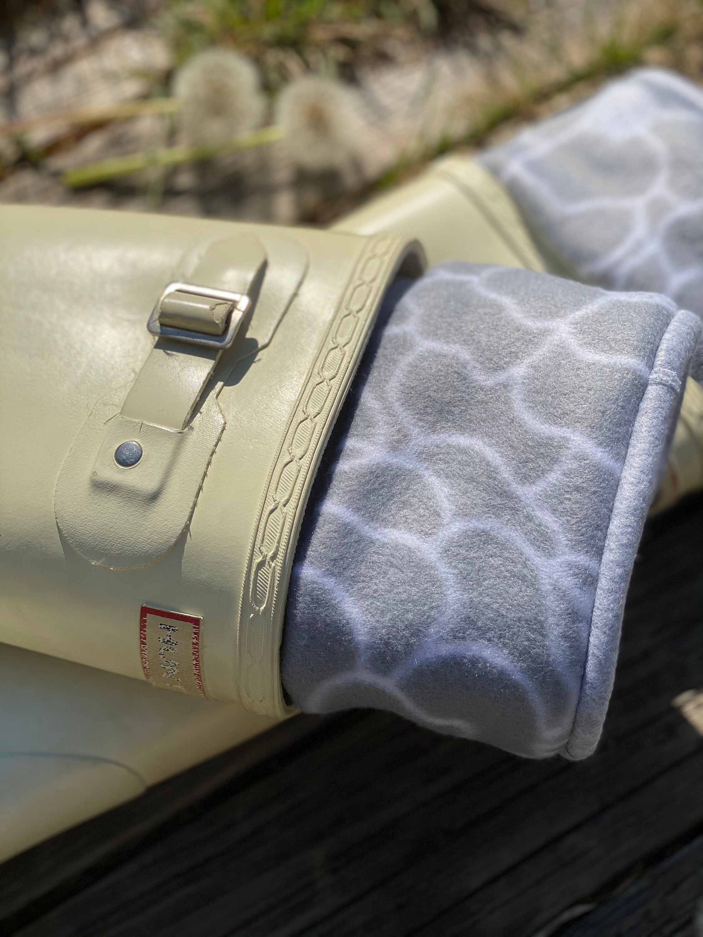 SLUGS Fleece Rain Boot Liners Gray Floral Cuff Spring Summer | Etsy