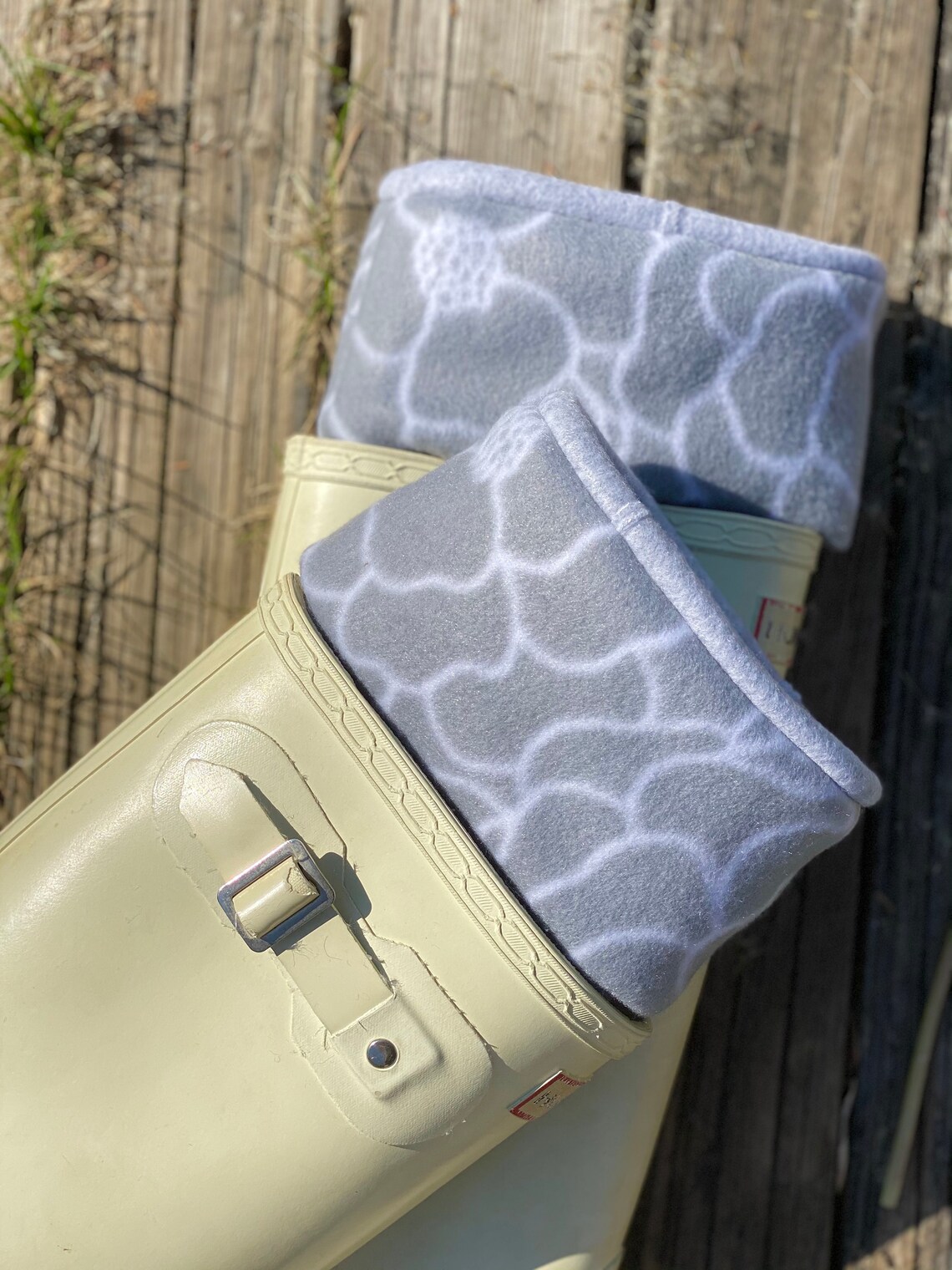 SLUGS Fleece Rain Boot Liners Gray Floral Cuff Spring Summer - Etsy