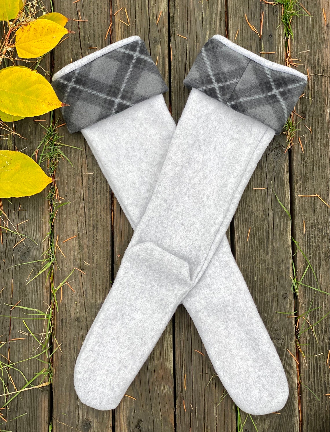 SLUGS Fleece Rain Boot Liners Gray Charcoal Black Plaid - Etsy