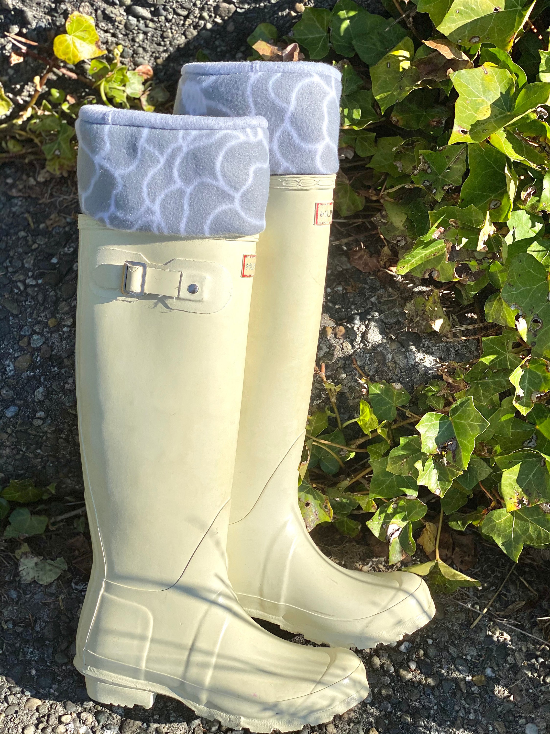 SLUGS Fleece Rain Boot Liners Gray Floral Cuff Spring Summer | Etsy