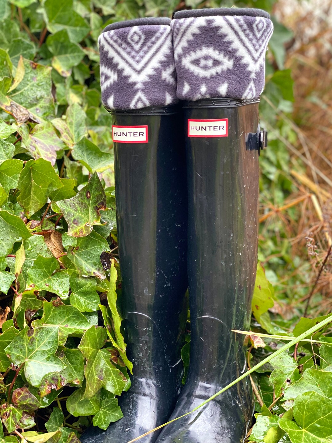 Boot Cuffs SLUGS Fleece Rain Boot Liners Socks Black With A Tribal ...