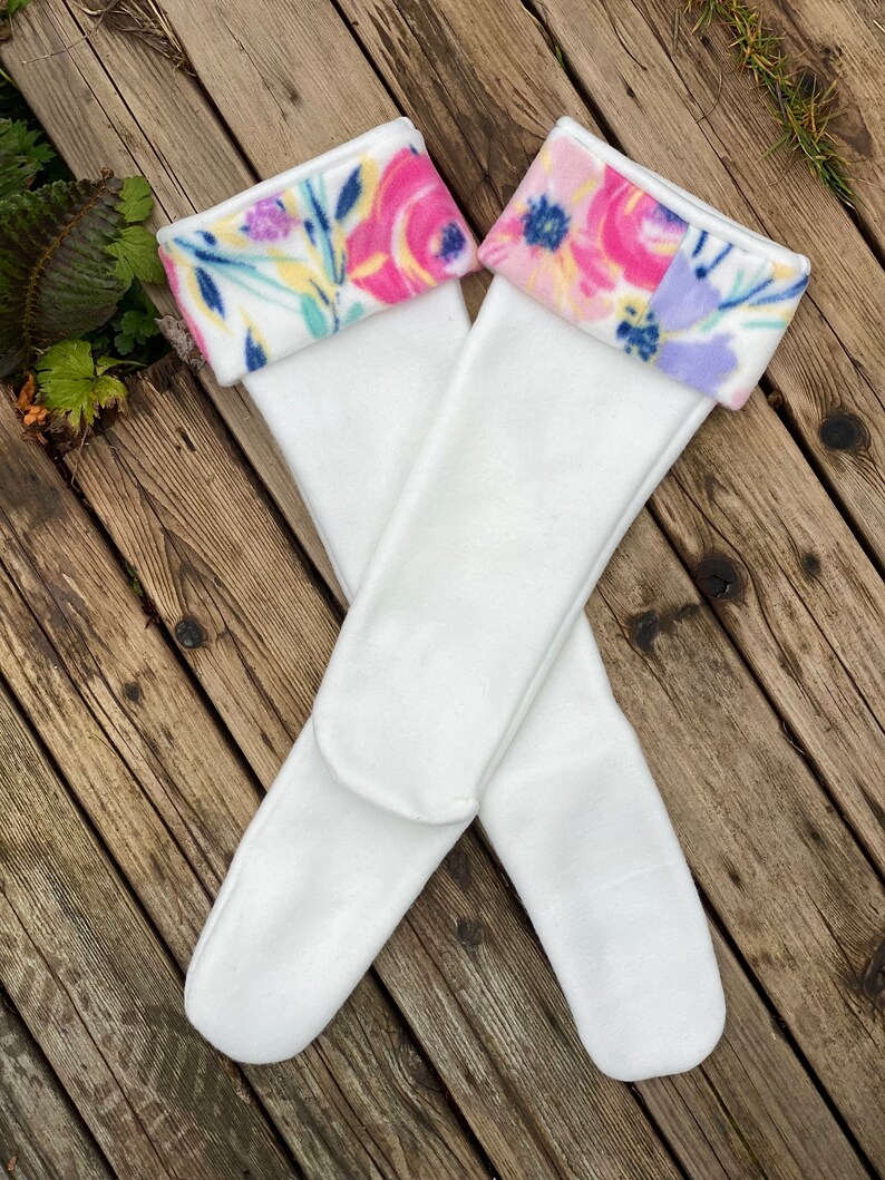 SLUGS Fleece Rain Boot Liners Ivory With a Watercolor Floral - Etsy