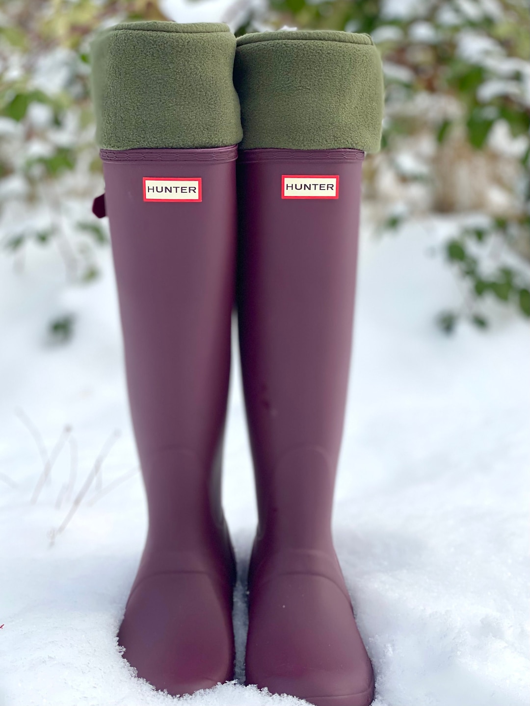 Olive Green Fleece Rain Boot Liners: Tall Boot Socks - Etsy