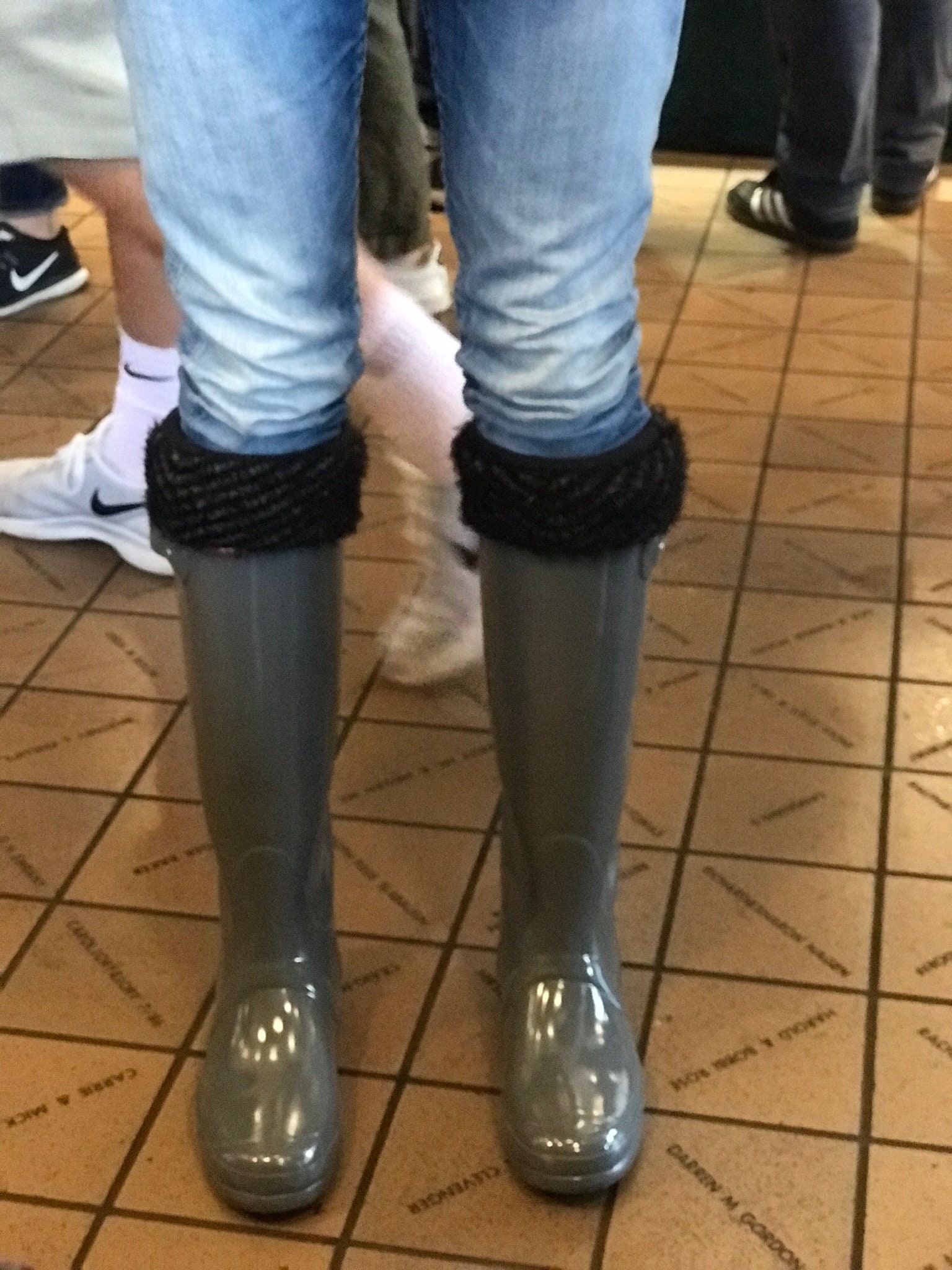 SLUGS Fleece Rain Boot Liners Gray Floral Cuff Spring Summer | Etsy