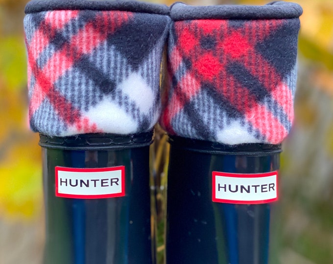 SLUGS Fleece Rain Boot Liners Black, White & Red Plaid, Boot Sock, Boot ...