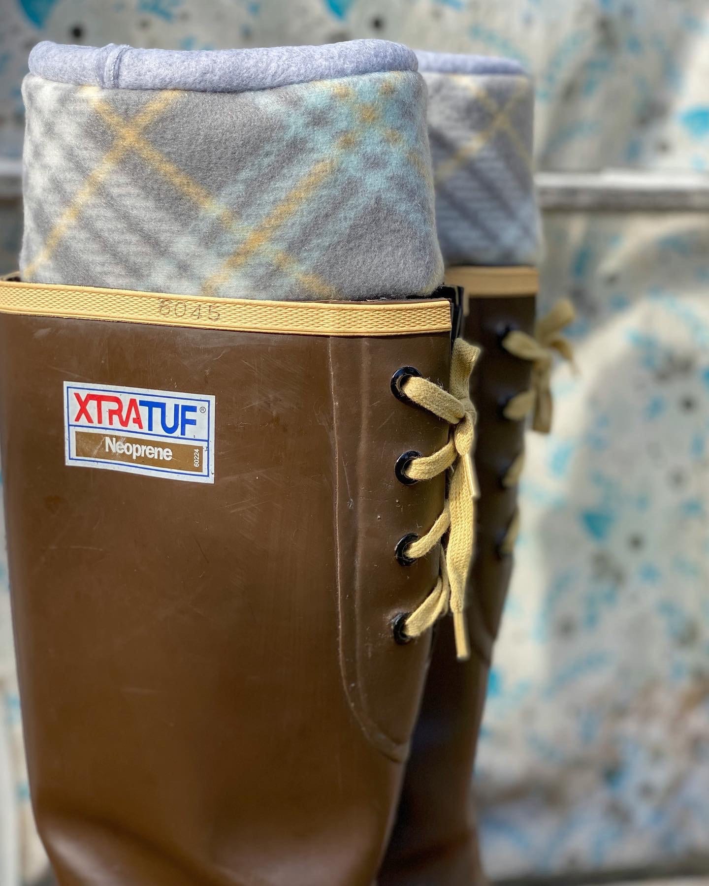 SLUGS Fleece Rain Boot Liners Plaid Gray Yellow Blue Boot | Etsy