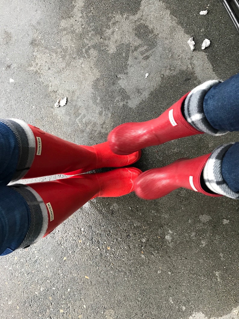 SLUGS Fleece Rain Boot Liners Gray Charcoal Black Plaid - Etsy