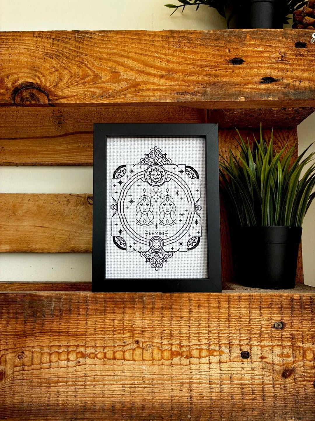 Cross Stitch Pattern "gemini Zodiac Sign in the Blackwork Style ...