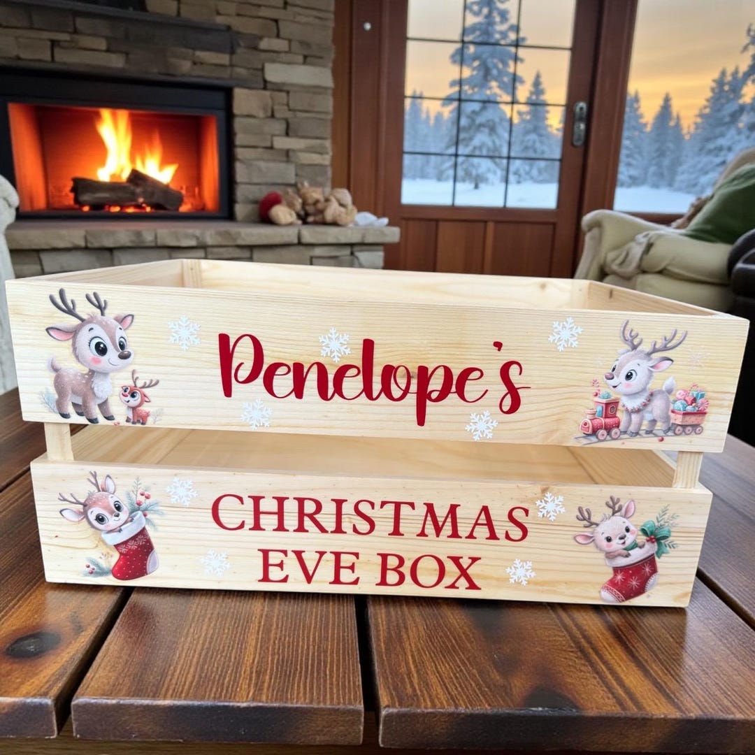 Personalised Christmas Eve Box | Reindeer Christmas Eve Box | Wooden ...