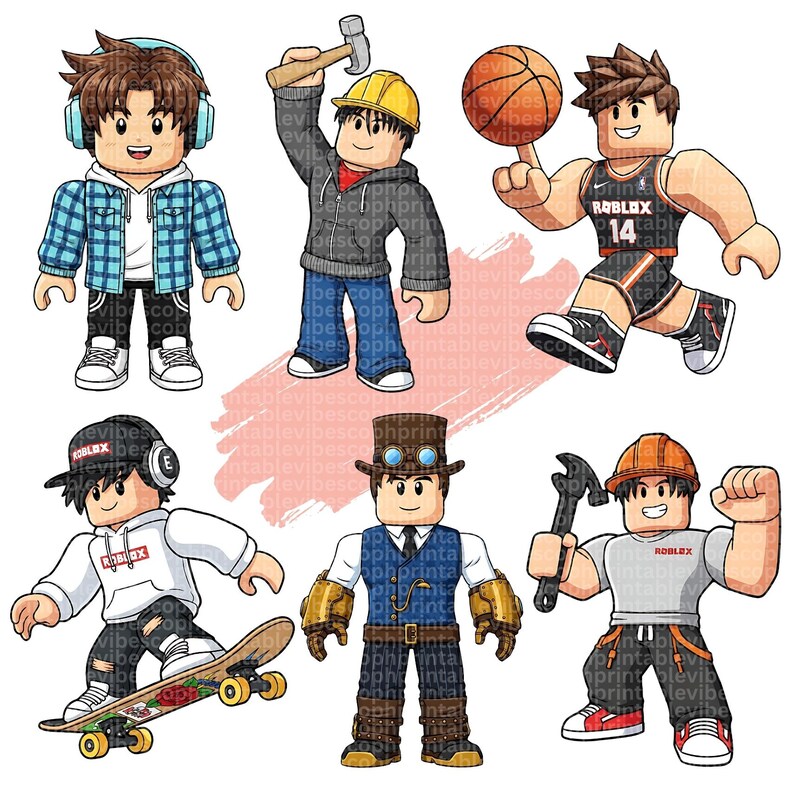 40 Blocky Game Characters Clipart: With Anime Avatars PNG (digital ...