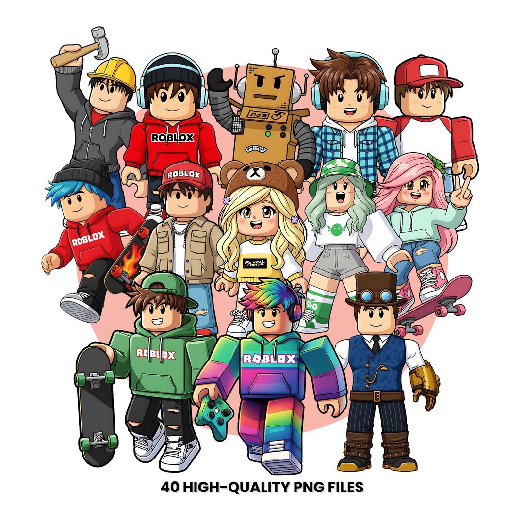 40 Blocky Game Characters Clipart: With Anime Avatars PNG (digital ...