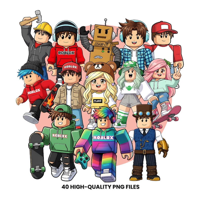 40 Blocky Game Characters Clipart: With Anime Avatars PNG (digital ...