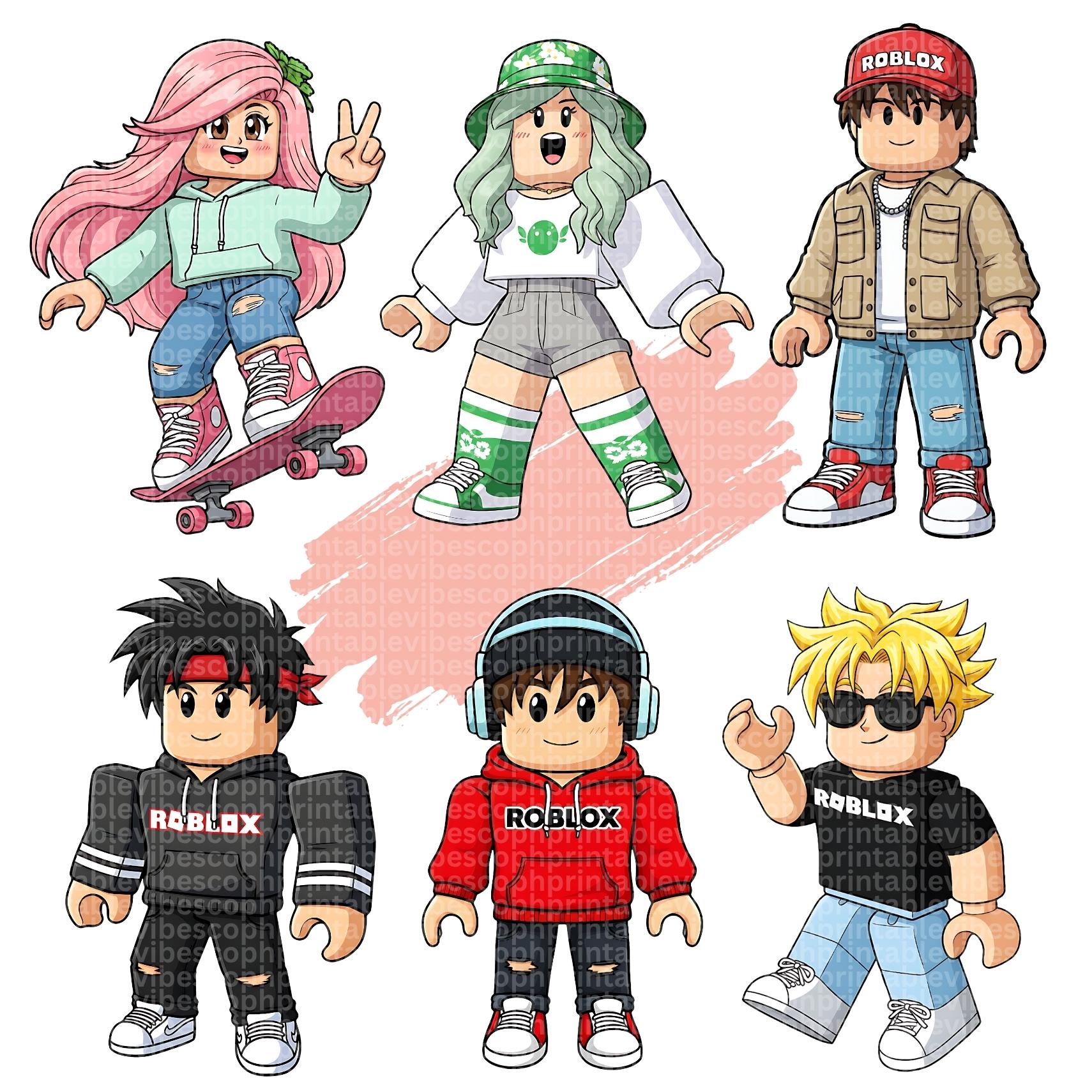 40 Blocky Game Characters Clipart: With Anime Avatars PNG (digital ...
