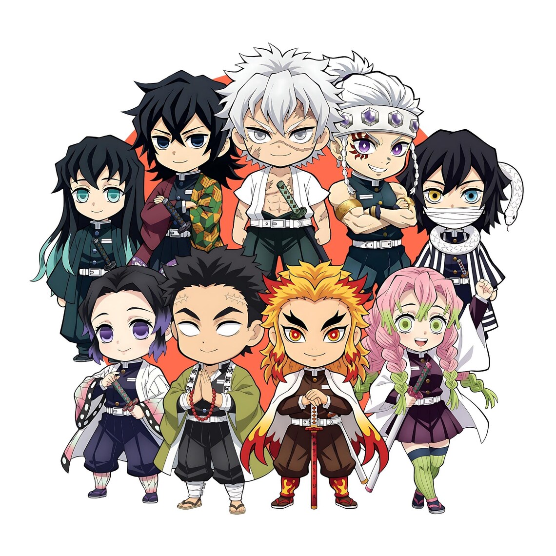 Hashira Squad Clipart Bundle: 9 Chibi Anime Characters (digital ...