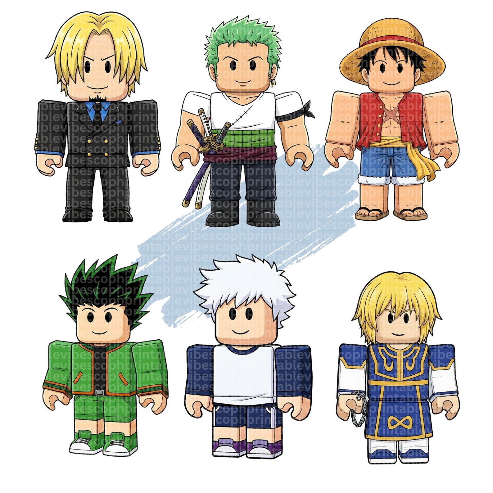 40 Blocky Game Characters Clipart: With Anime Avatars PNG (digital ...