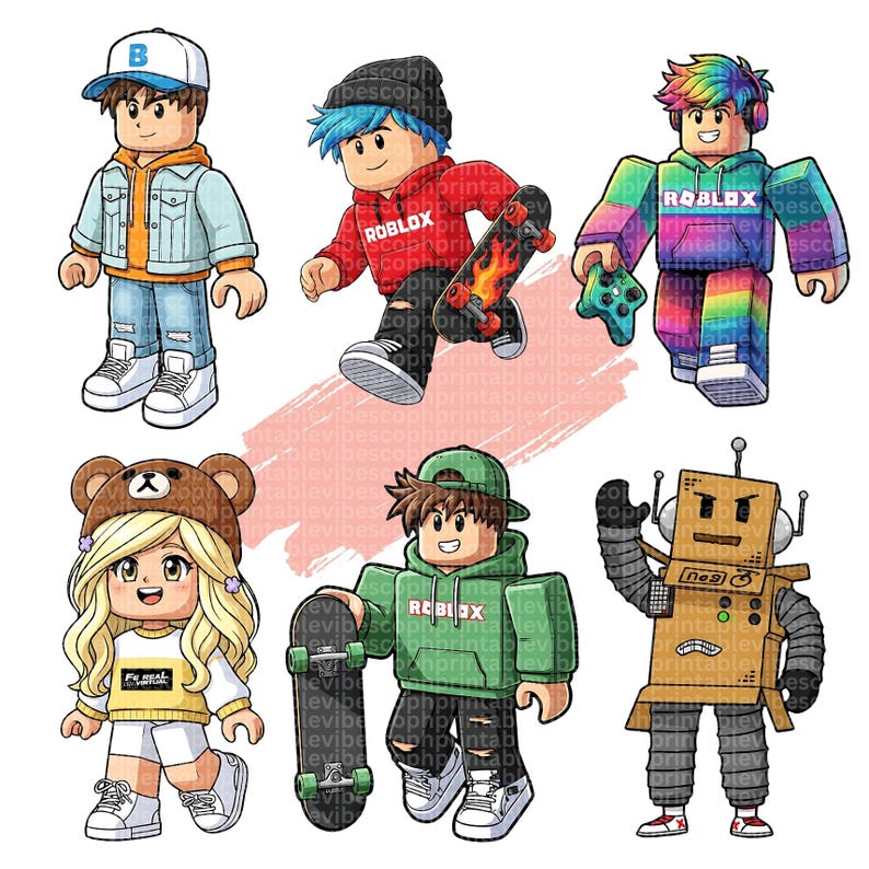 40 Blocky Game Characters Clipart: With Anime Avatars PNG (digital ...