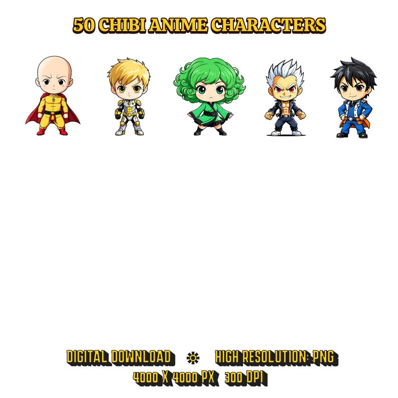 Chibi Anime Characters Clipart Bundle: High-res PNG (digital Download ...