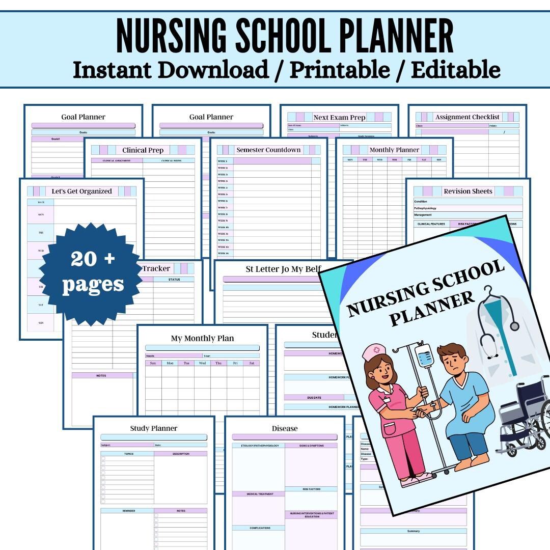 Nursing School Digital Planner | Goodnotes & Notability | Student Nurse ...