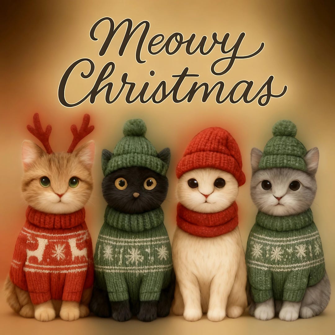 Meowy Christmas Cat Clipart Set | Holiday Cats PNG (digital Download ...