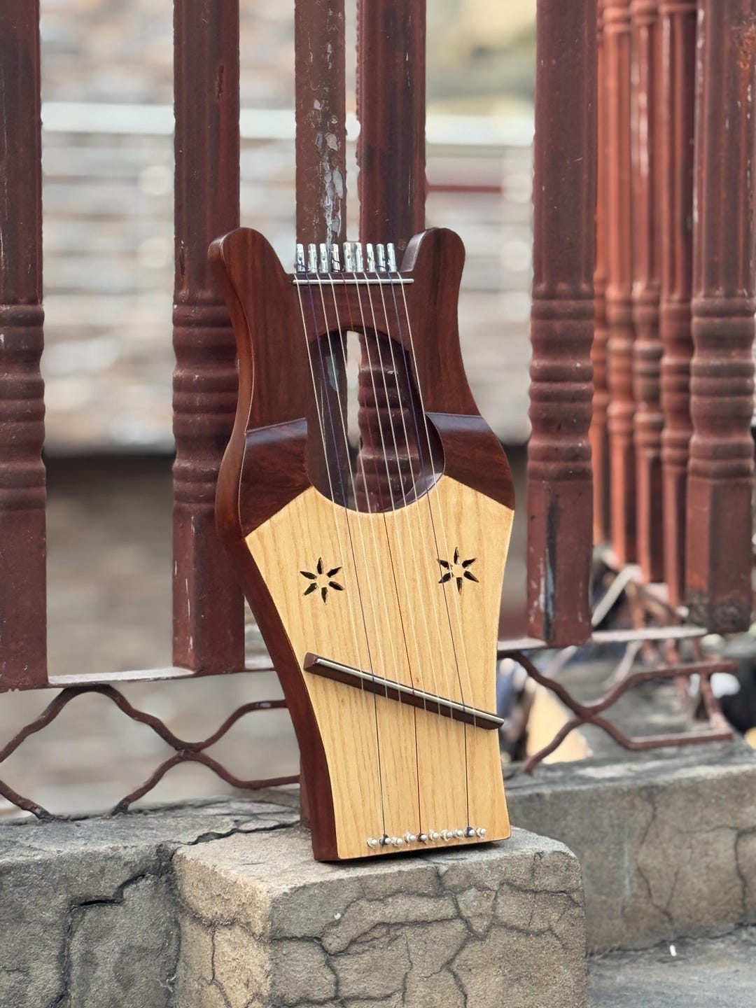 Premium Quality 10 Nylon String Lyre Harp Dual-tone Design Flower Lyre ...