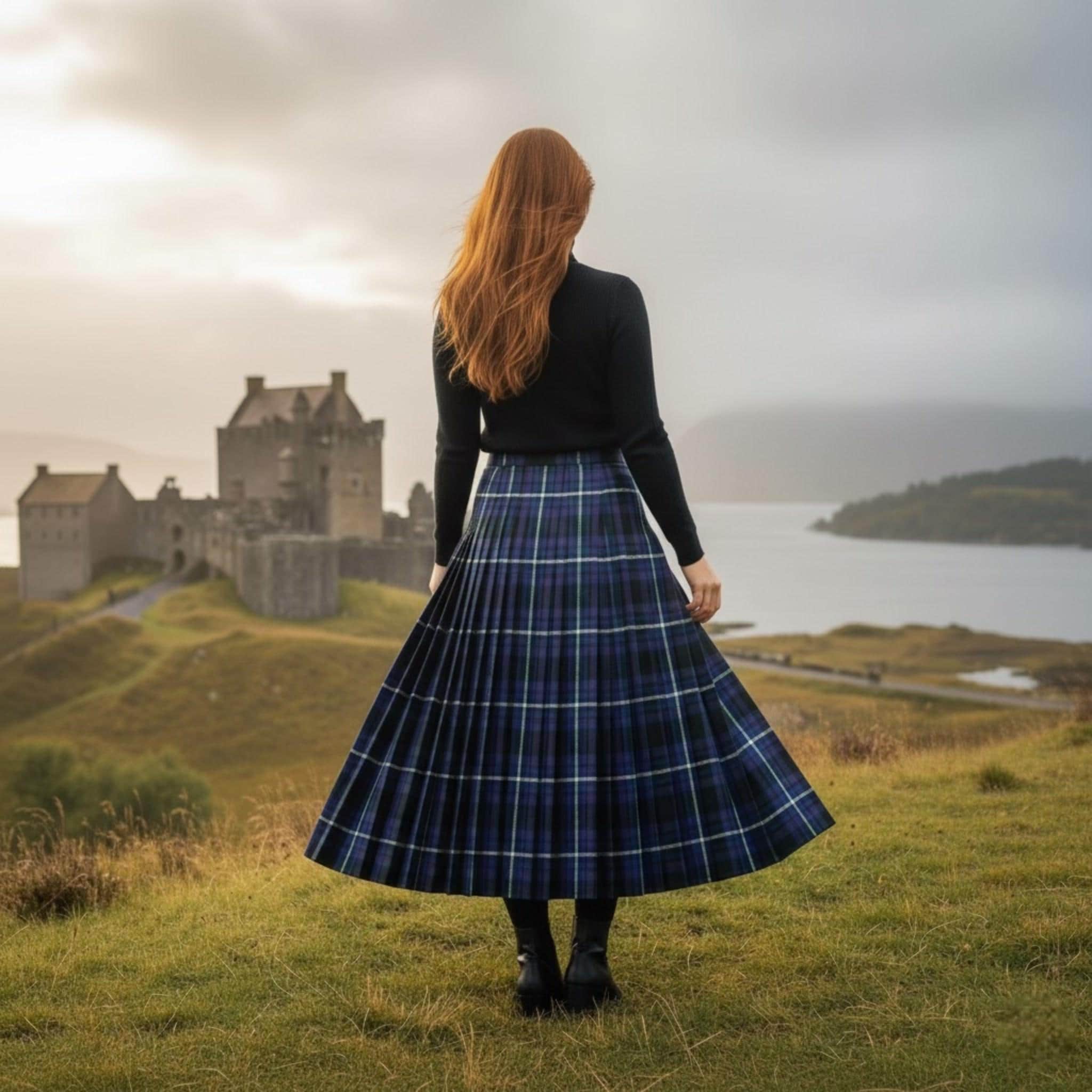 Scottish Women's Tartan Long Maxi Skirt Highland Kilt Skirt in Back ...