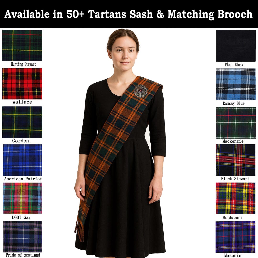 Scottish Tartan Sash 90" X 11" Traditional Highland Tartan Plaid Women ...