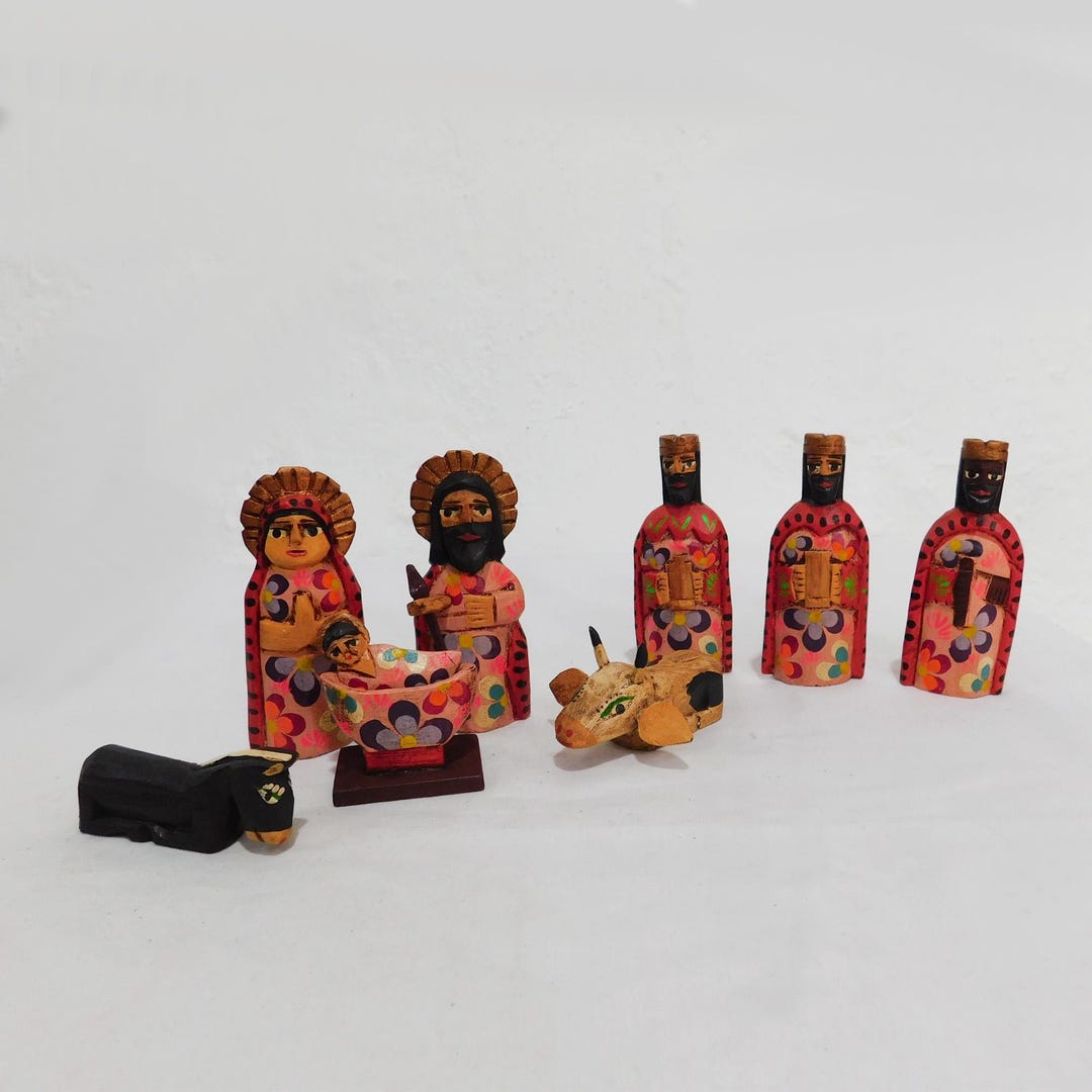 Holy Family and Three Wise Men Set - Guatemalan Folk Art - Nativity Set ...