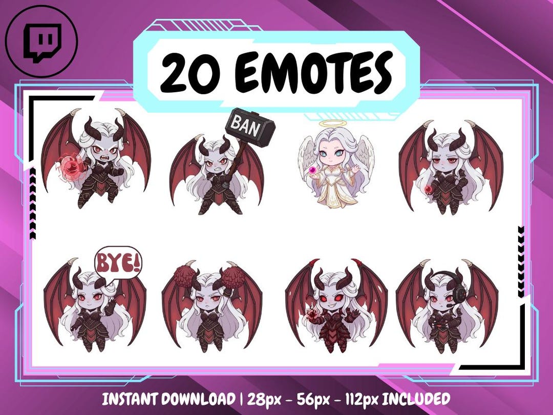 20 Cute Lilith Emote Pack, High-resolution Twitch Emotes, Discord ...