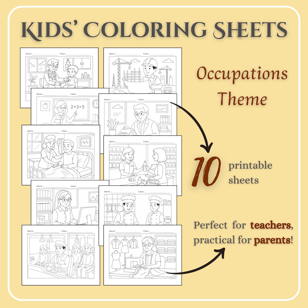 Occupations-themed Kids’ Coloring Pages (PDF) | Classroom-ready ...