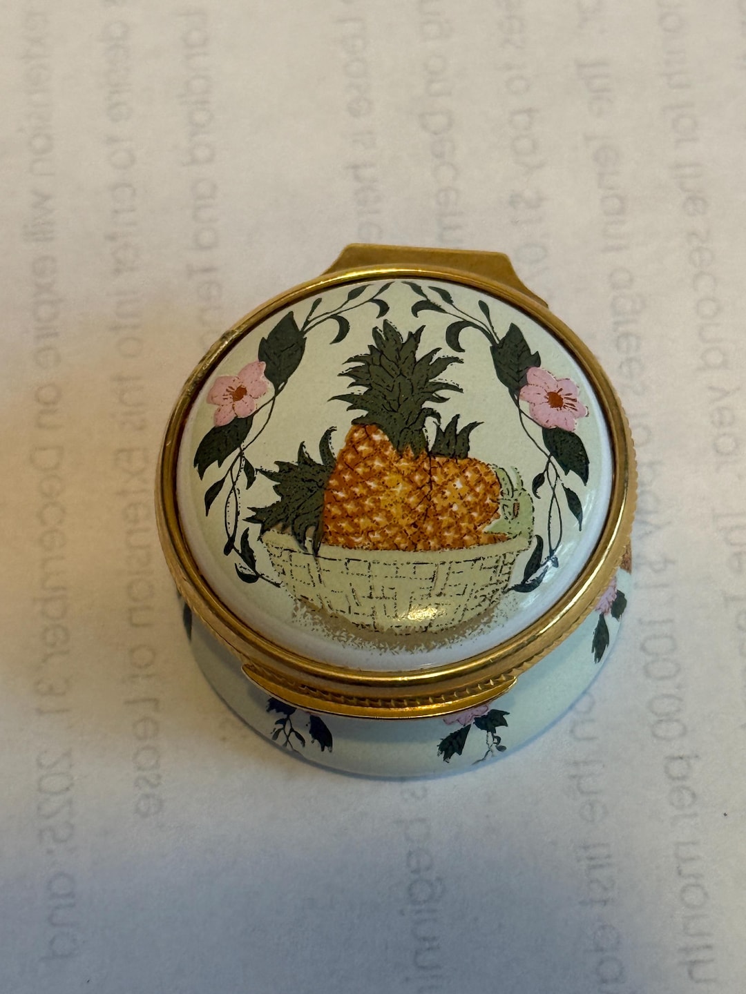 Vintage Alastor Enamels Trinket Box With a Pineapple and Floral Design ...