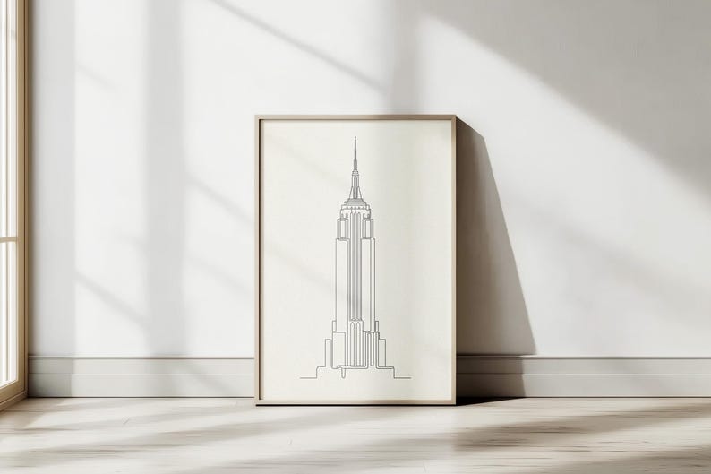 Empire State Building Line Art, Minimalist NYC Architecture Poster ...