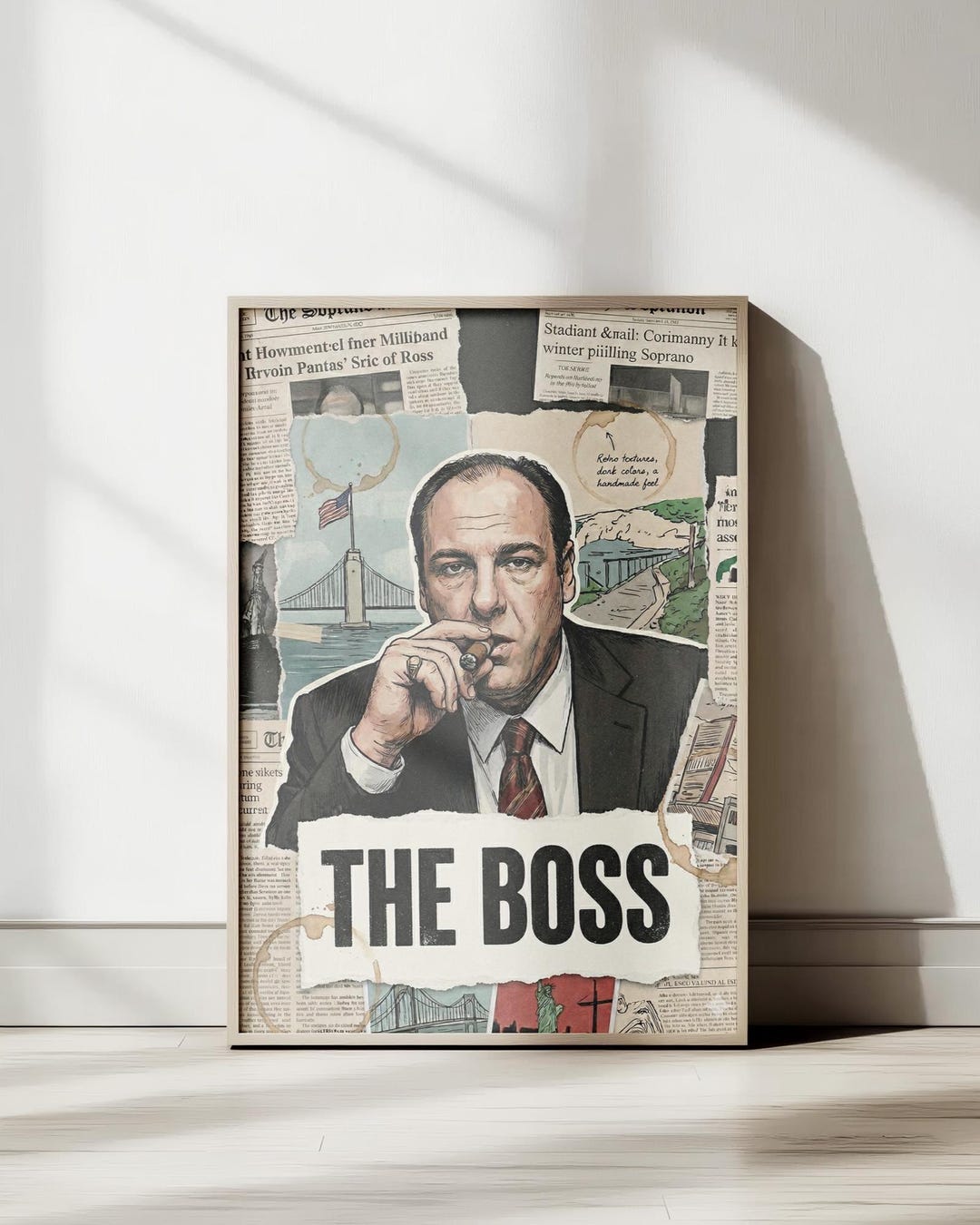 The Boss Wall Art - Mobster Newspaper Collage Poster - New Jersey ...