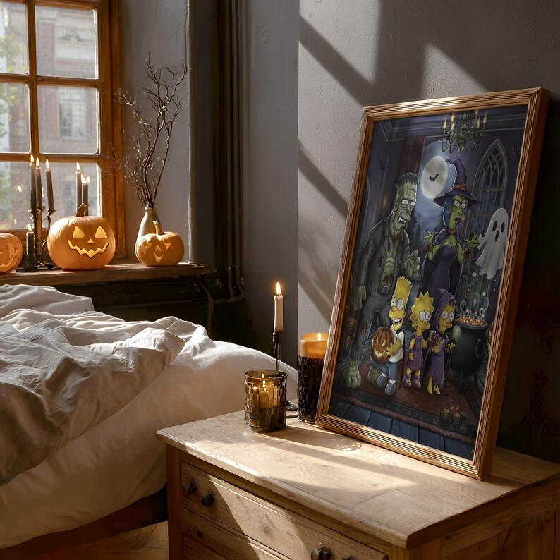 Simpsons Treehouse of Horror Halloween Poster, Spooky Cartoon Art ...